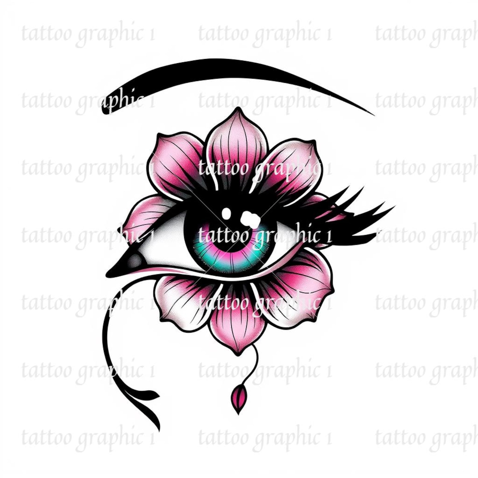 Unique Flower Eye Tattoo Design - Download High Resolution Digital Art ...