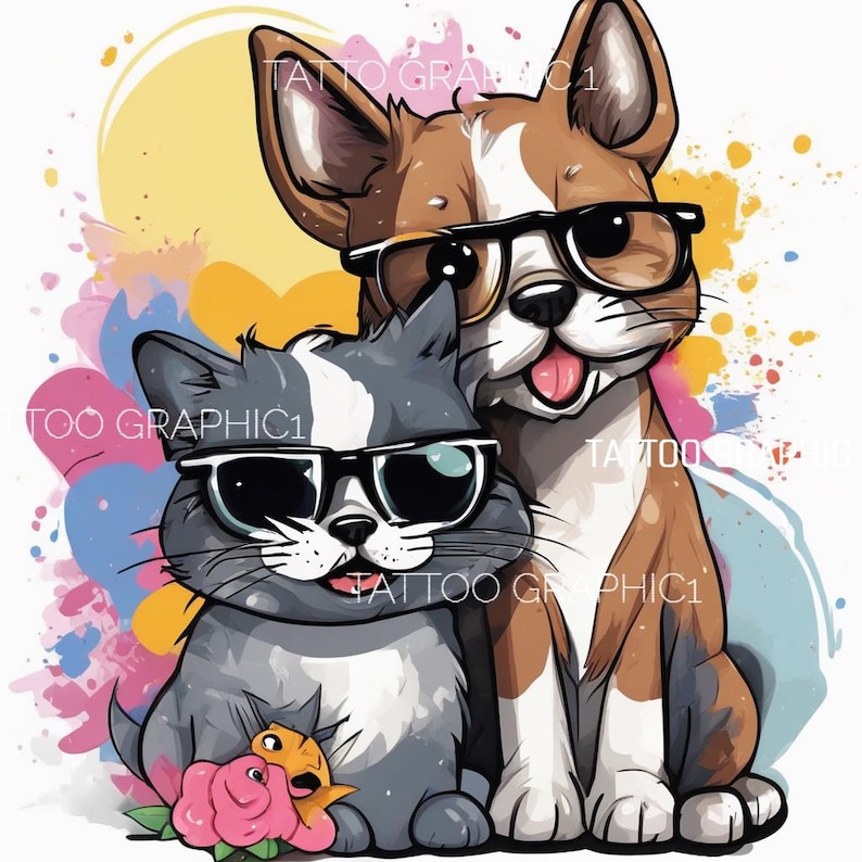 Animal Friends Clipart Set | Cute Cat & Dog Illustrations for Nursery ...
