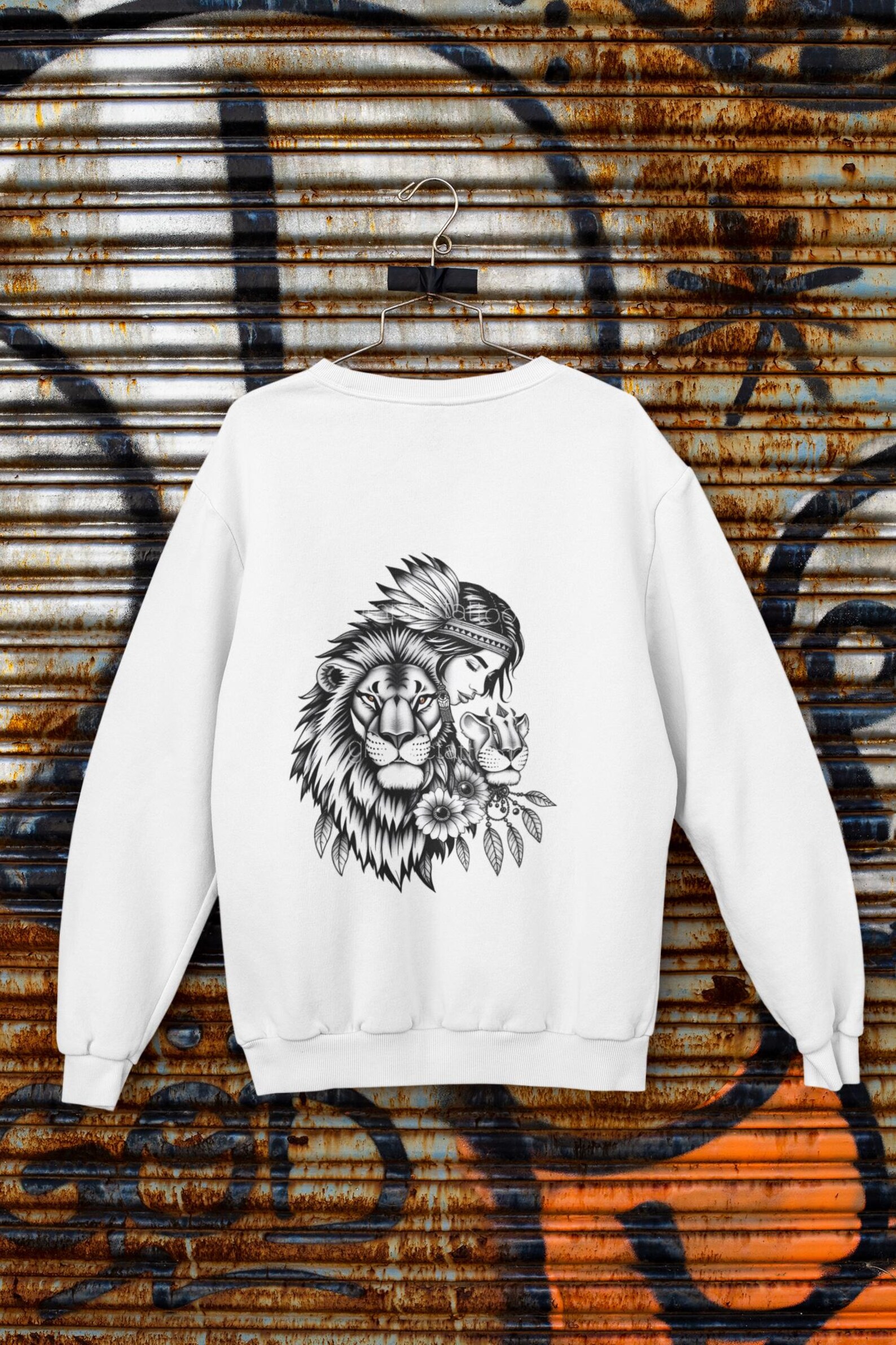 Unique Native American Girl Lion Tattoo Art - High-res PNG Download ...