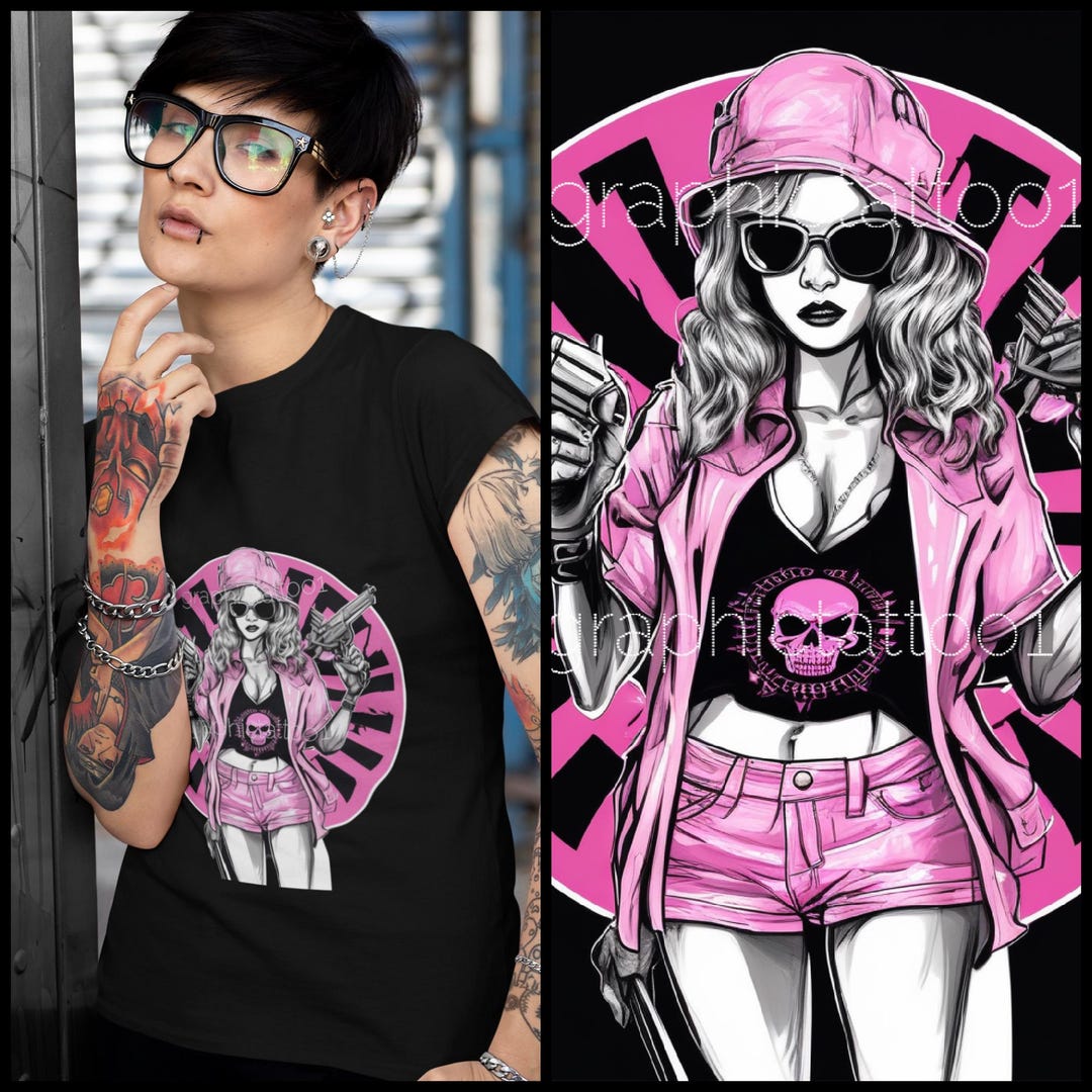 Female Gangster SVG | Gangsta Woman Graphic, Handguns Mafia Crime Art ...