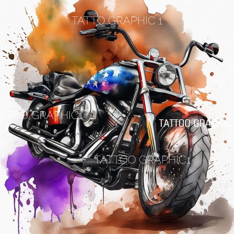 Harley Sublimation Art Bundle - 10 Vintage Motorcycle Designs, Biker ...