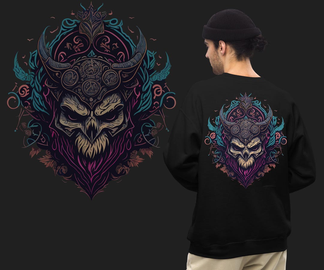 Unique Skeleton Occult Design SVG - Halloween Graphic Tee, Double-sided ...