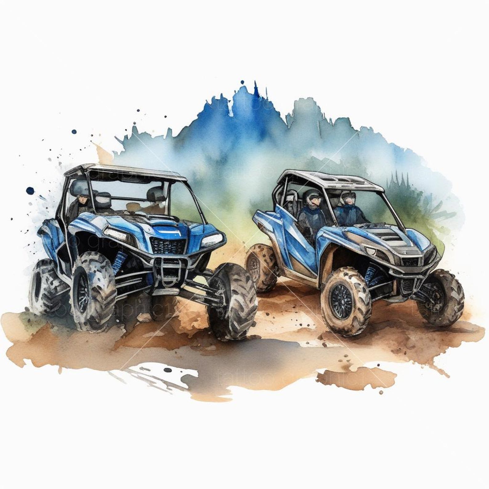 UTV Watercolor Clipart - 10 Utility Task Vehicle Illustrations for Boys ...