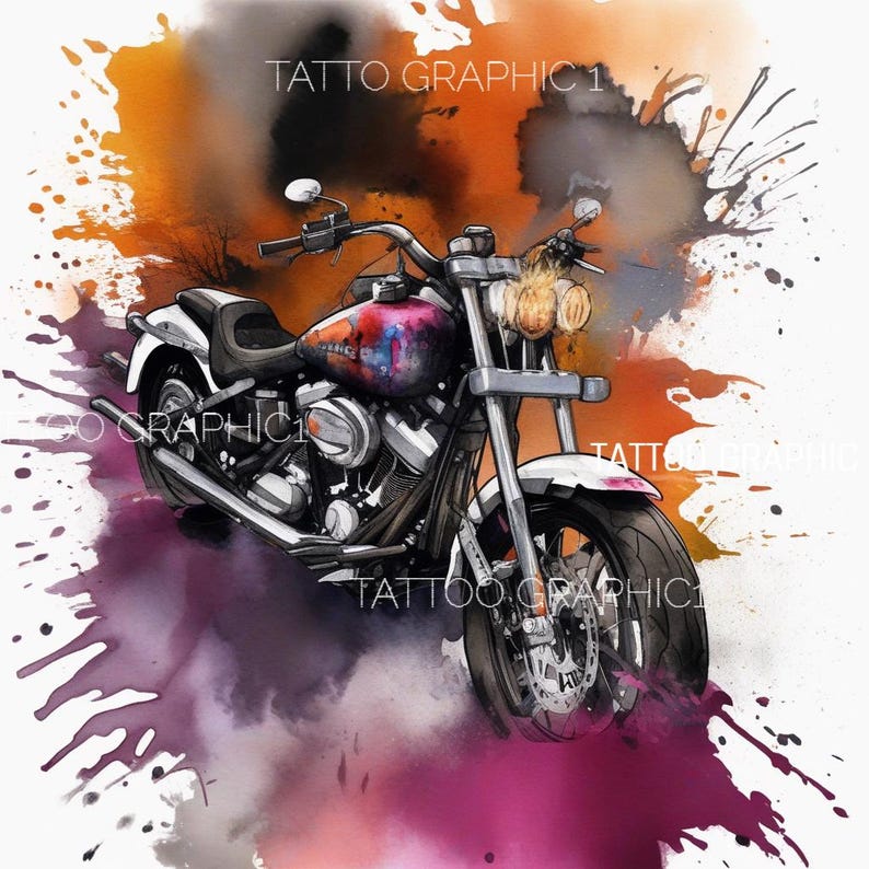 Harley Sublimation Art Bundle - 10 Vintage Motorcycle Designs, Biker ...