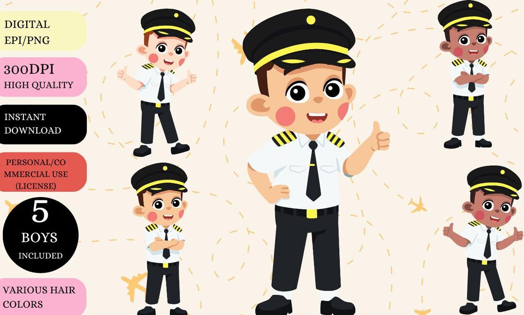 Little Pilot Clipart, Vector Airplane, Pilot Graphic, Cute Kid ...