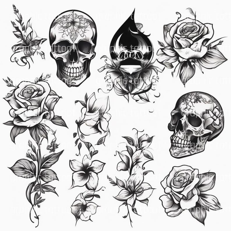 Gothic Skull SVG and Witchy Floral Skull PNG Design | Spooky Mama ...