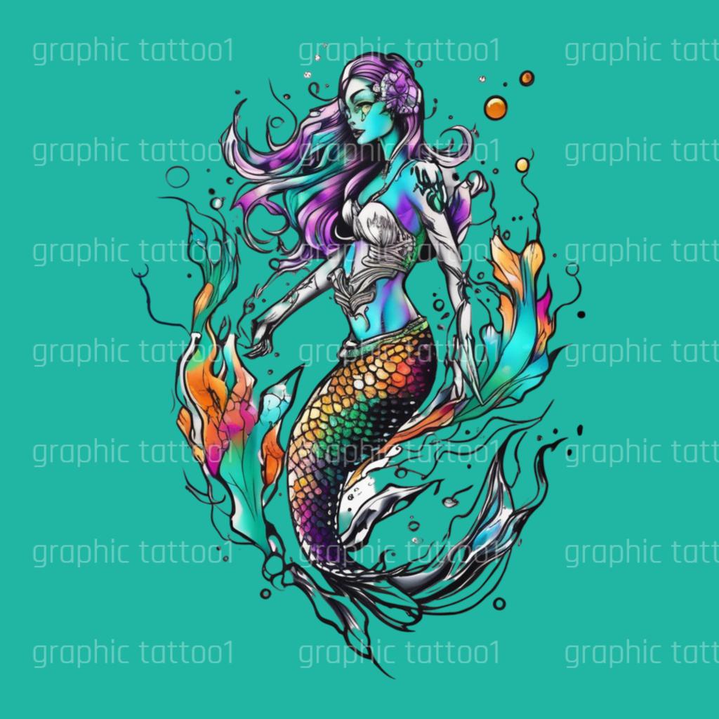Unique Mermaid Tattoo Design - Download High Resolution Digital Art PNG ...