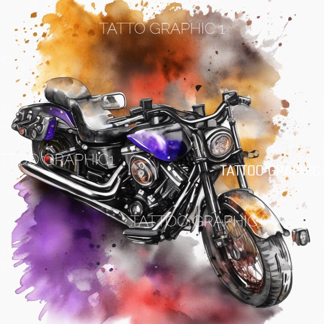 Harley Sublimation Art Bundle - 10 Vintage Motorcycle Designs, Biker ...