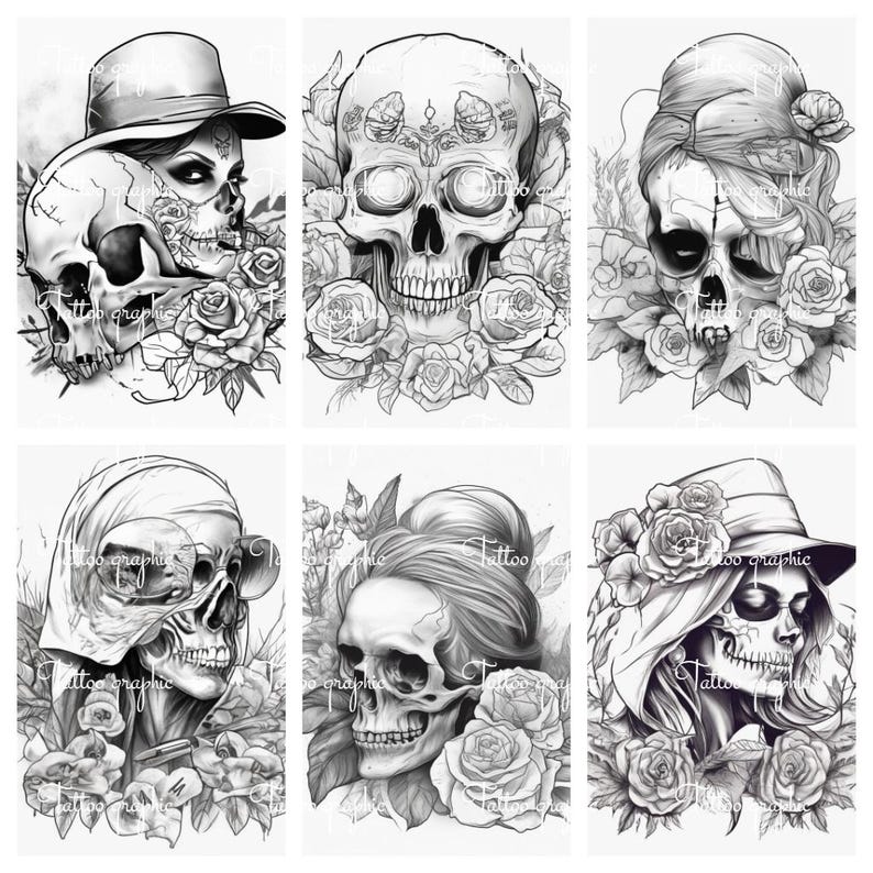 Procreate Skull Patterns Bundle | Pirate Skull Designs for Women ...