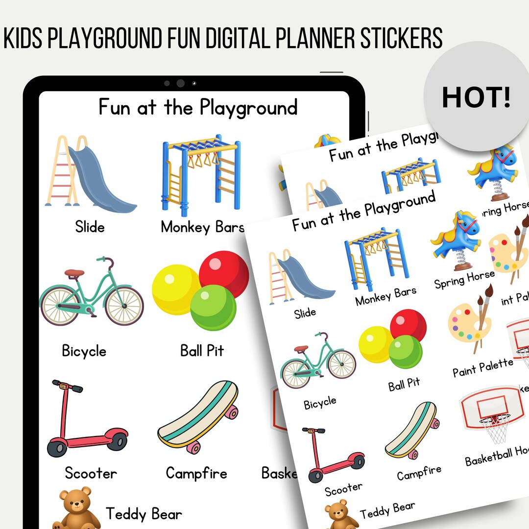 Kids Playground Fun Digital Planner Stickers, Activity Time Pack ...