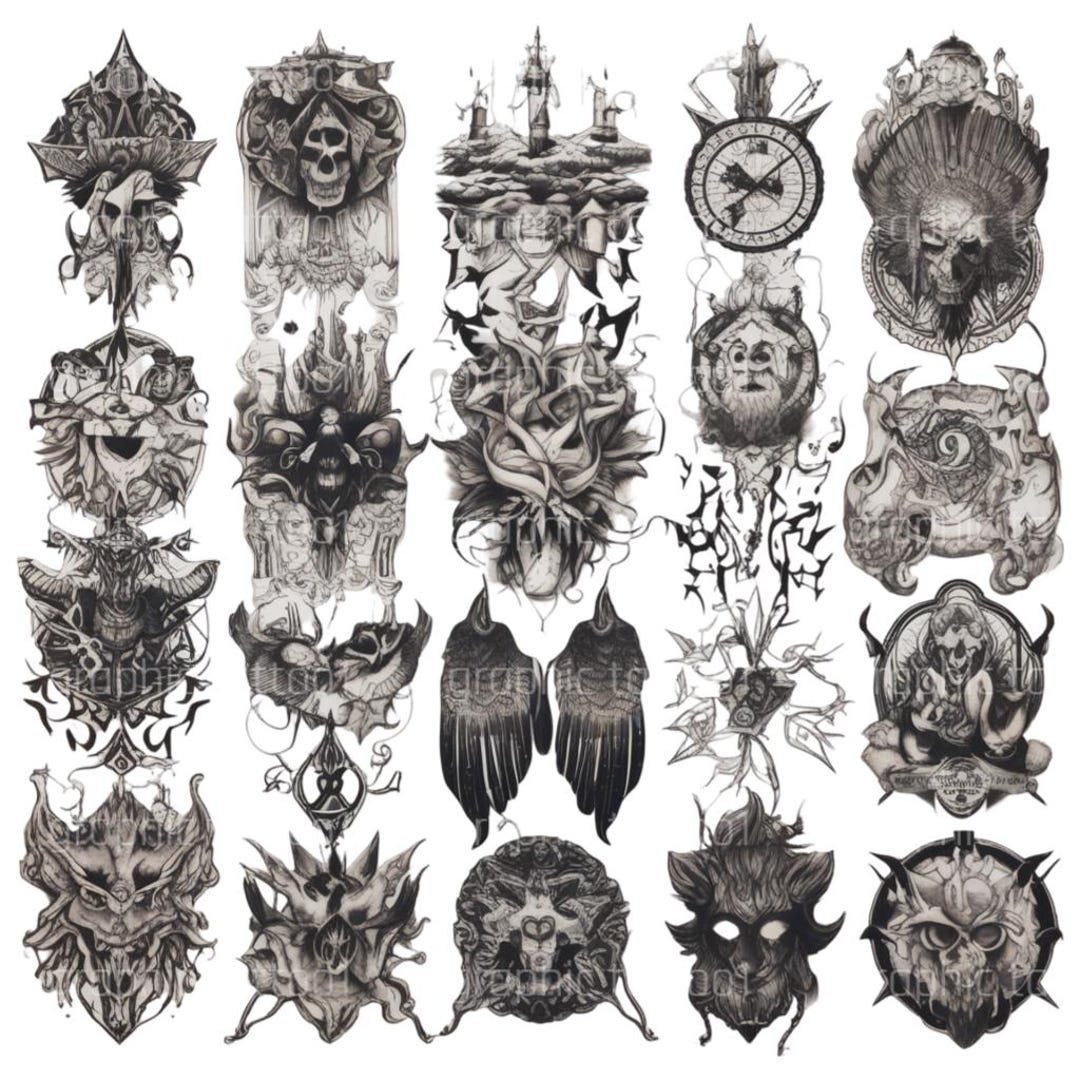 Unique Tattoo Art SVG PNG Bundle | Gothic, Skull, Witchy Aesthetic, and ...