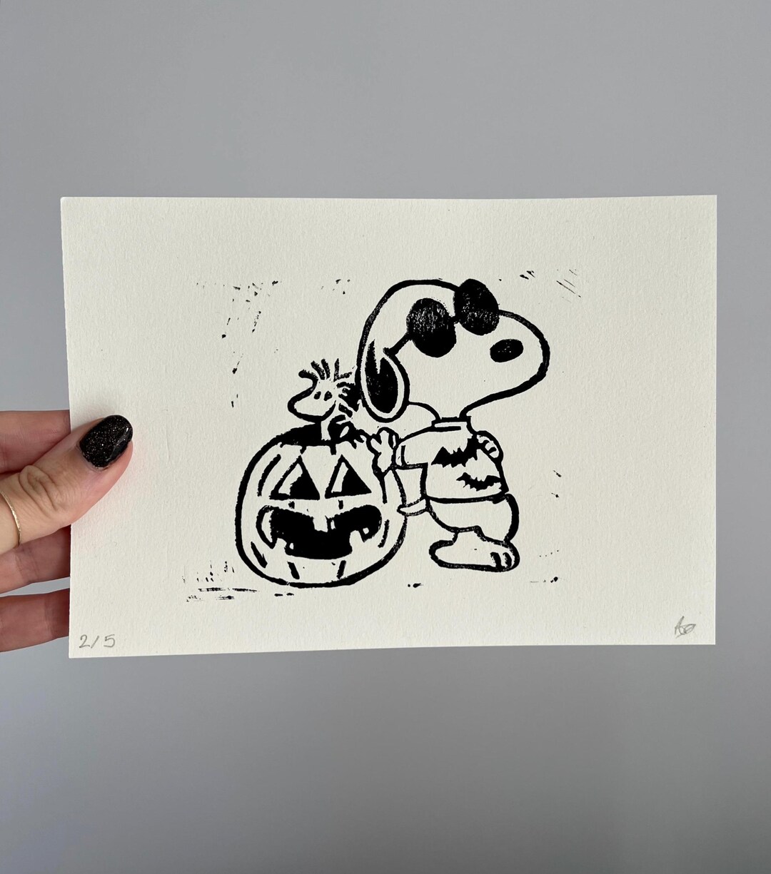 Snoopy Halloween Joe Cool Lino Print - Etsy