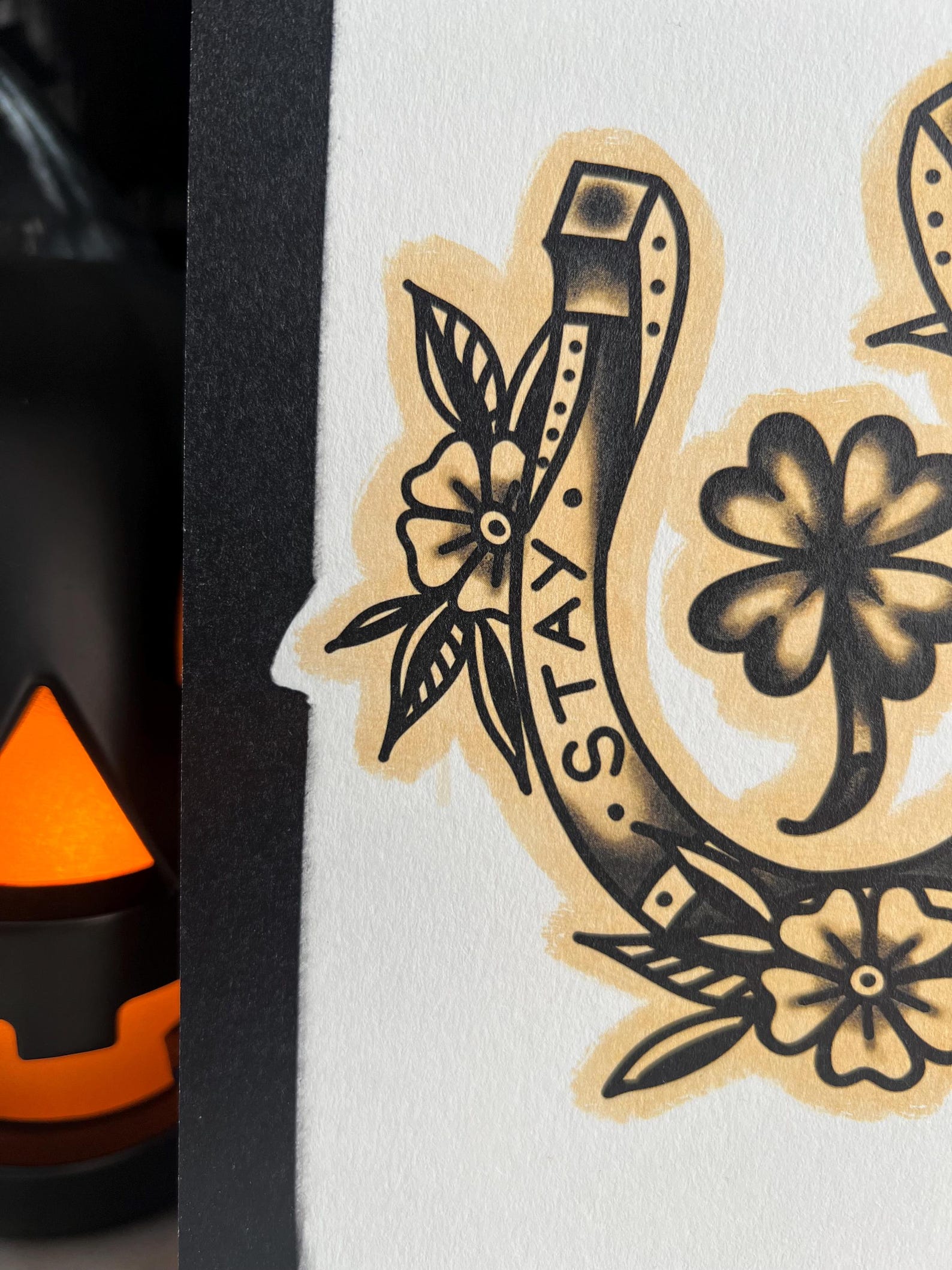 Lucky Horseshoe & Clover Traditional Tattoo Design Print With ‘stay ...