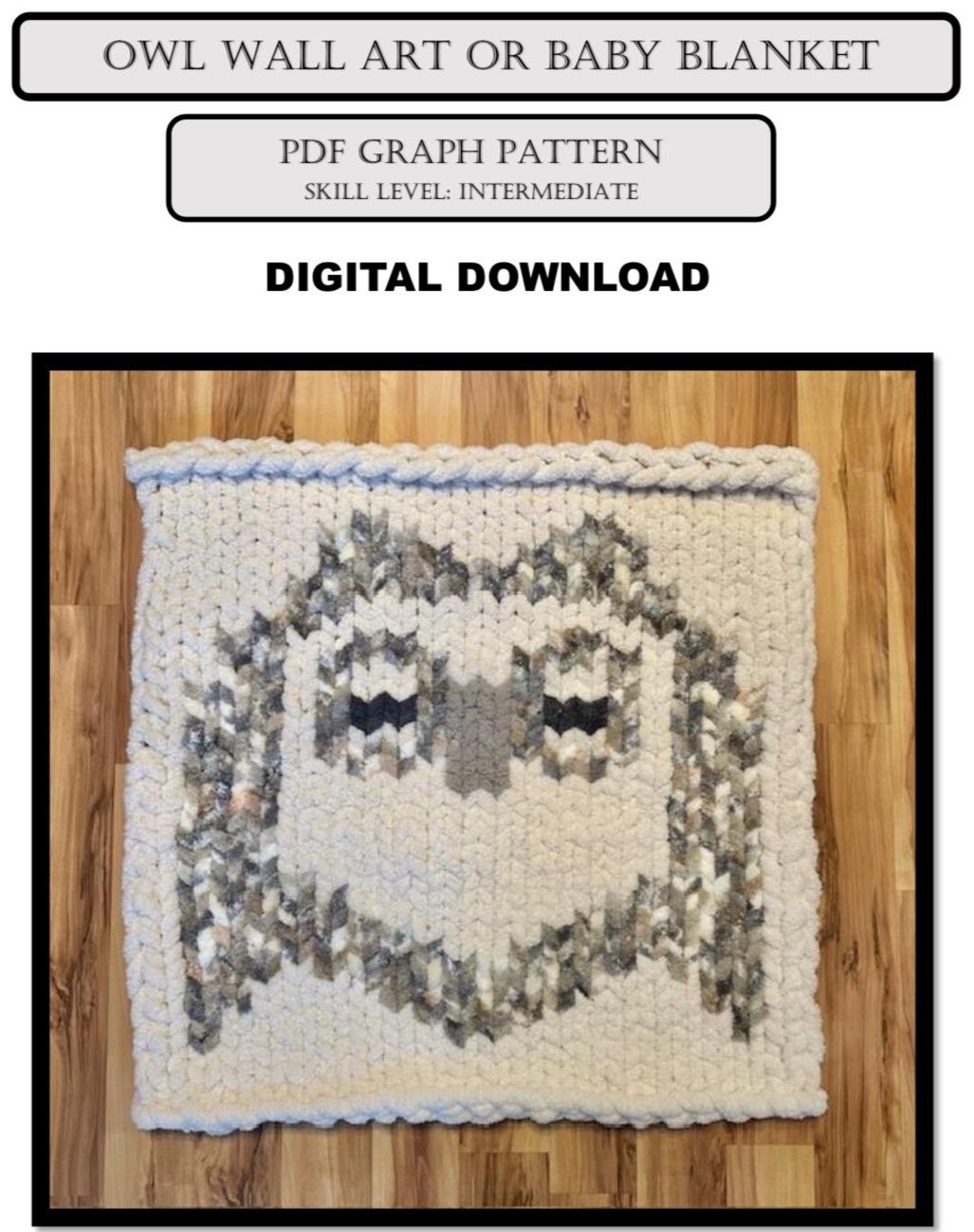 Owl Graph Pattern Wall Art Tapestry or Baby Blanket, Graph Pattern ...