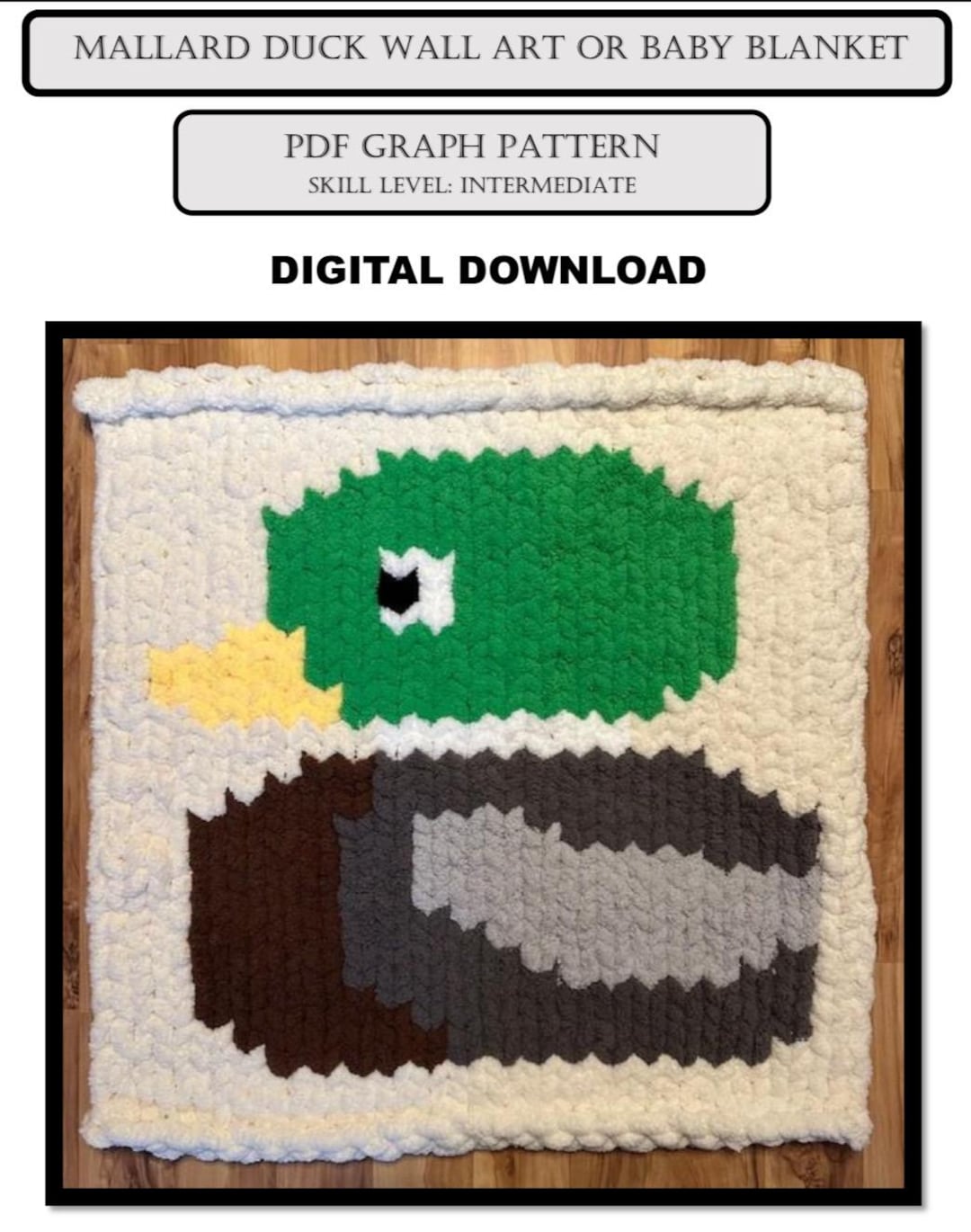 Mallard Duck Graph Pattern Wall Art Tapestry or Baby Blanket, Graph ...