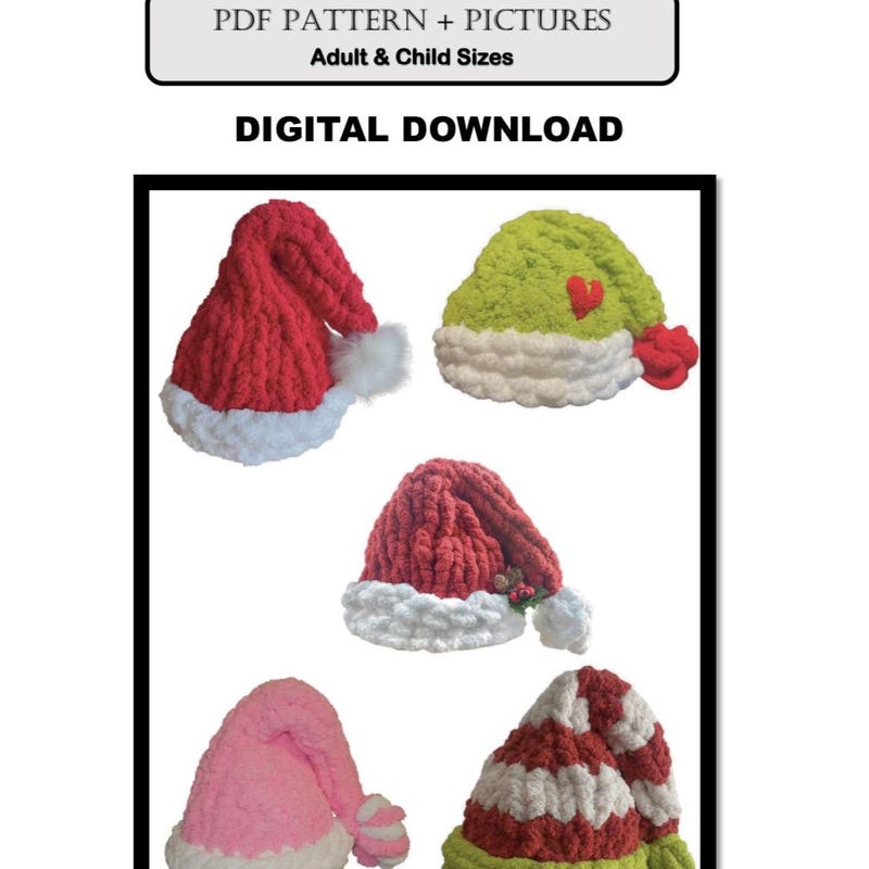 Santa Finger Knit Pattern - Etsy