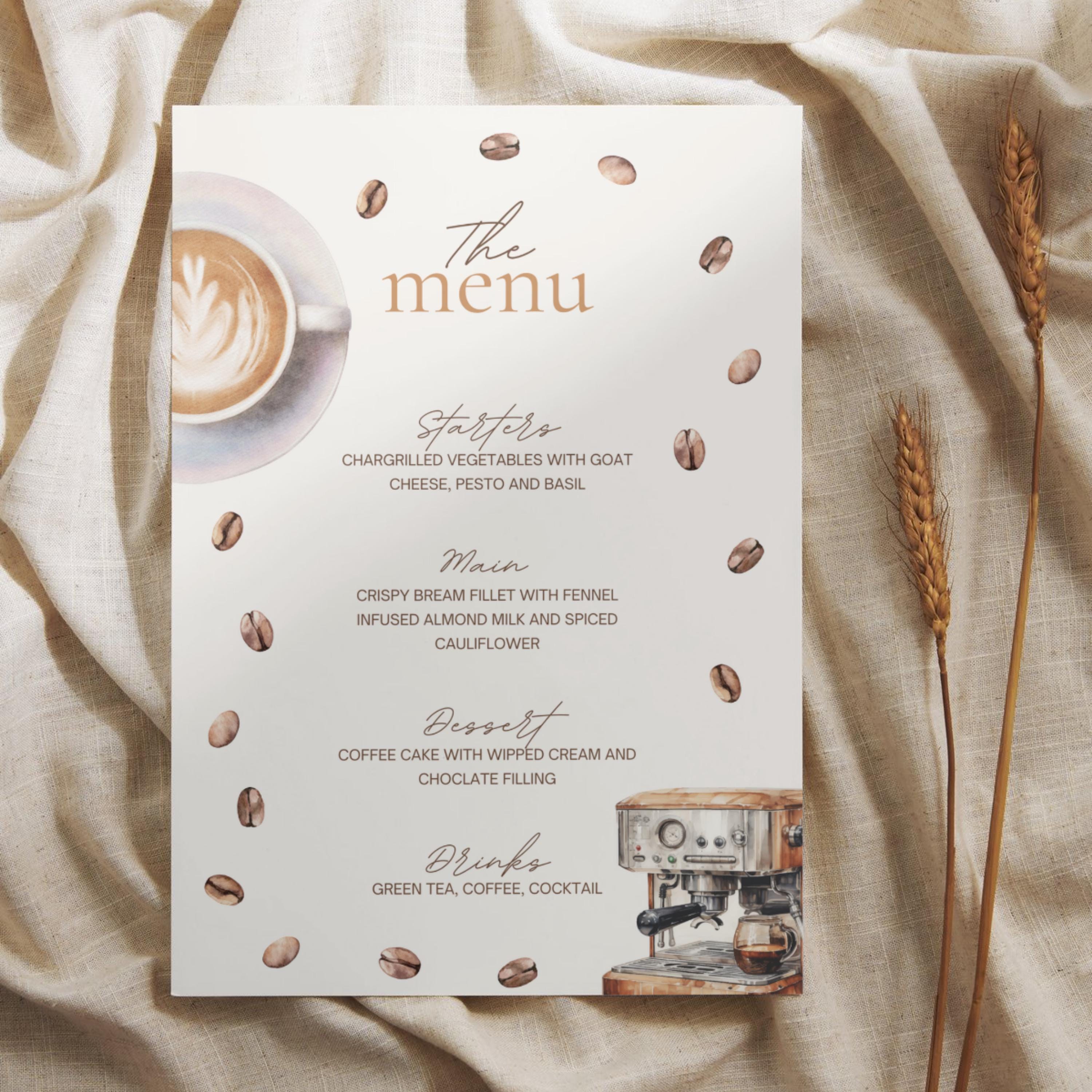 Coffee Bar Menu Template Canva | Love is Brewing Bridal Shower | Coffee ...