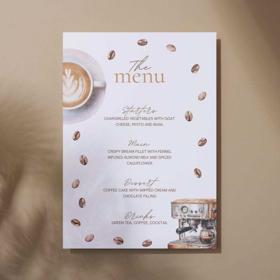 Coffee Bar Menu Template Canva | Love is Brewing Bridal Shower | Coffee ...