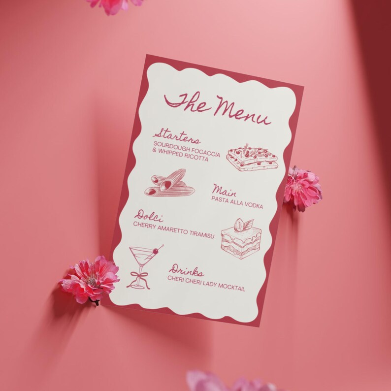 Mon Chéri Menu and Matching Place Card Set – Elegant Wedding Table ...