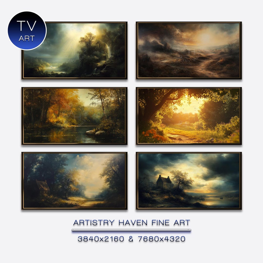 Golden Forest Pathway Prints, Dramatic Stormy Landscape Art, Tranquil ...