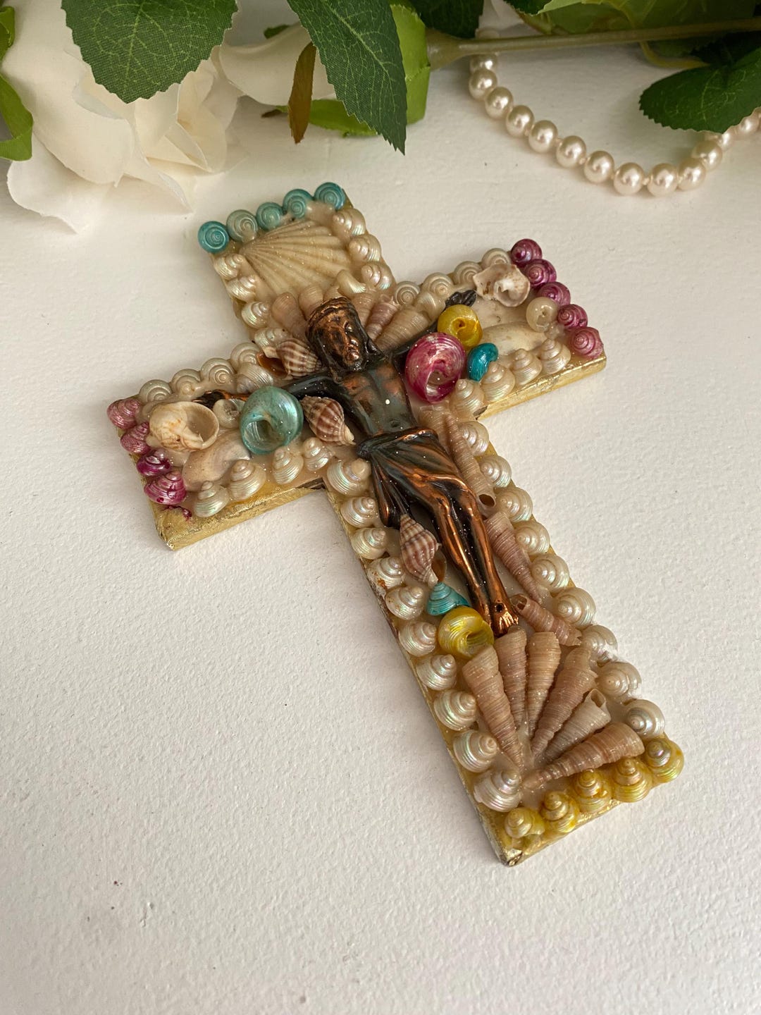 Crucifix Jésus-christ - Cross in Shells - Etsy
