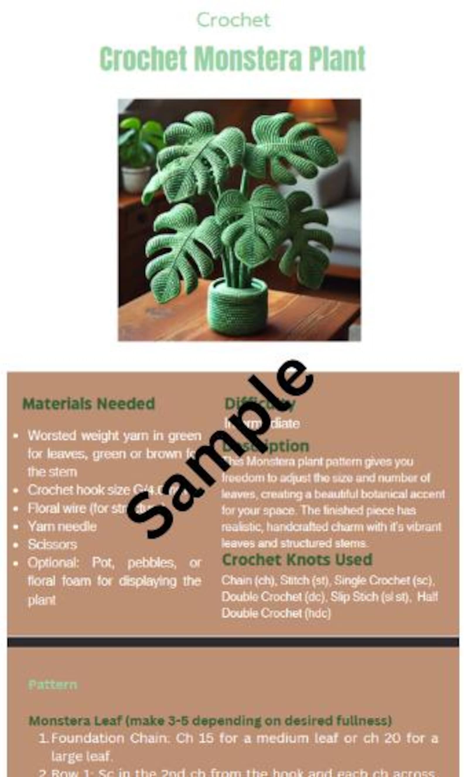 Crochet Monstera Deliciosa Pattern (instant Downloadable PDF) - Etsy