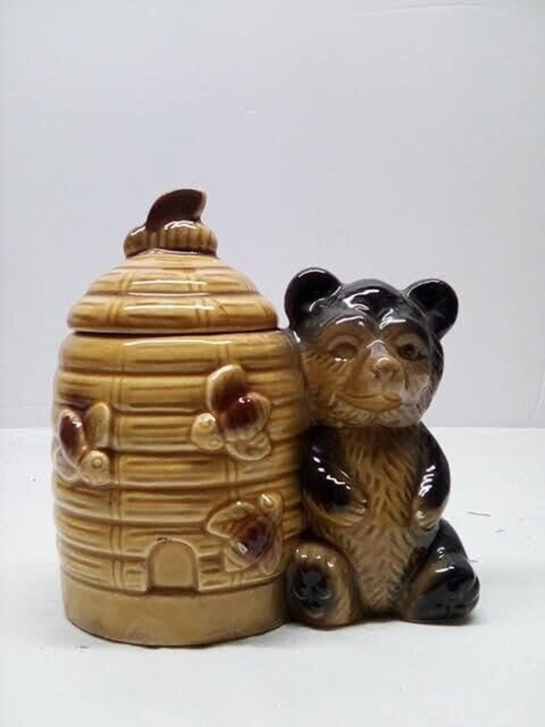 Vintage Ceramic Bear and Bee Honey Pot With Lid No Spoon Made in Japan ...