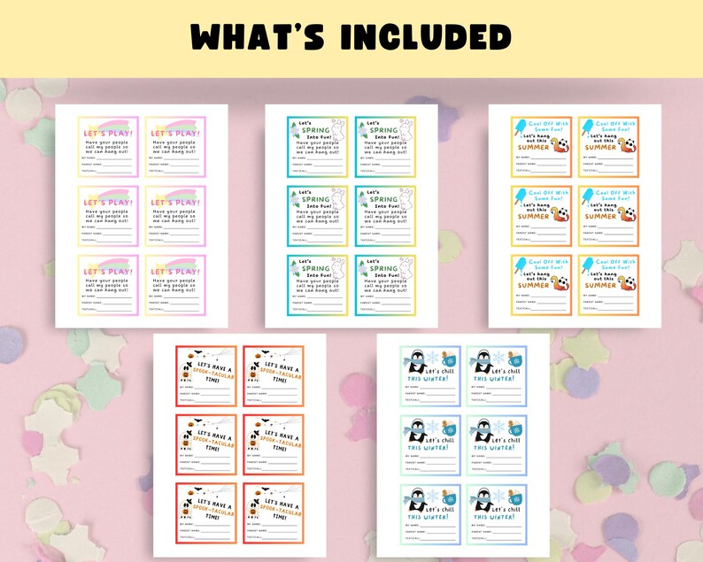 Seasonal Playdate Invitation Template: Kids Calling Cards (digital ...