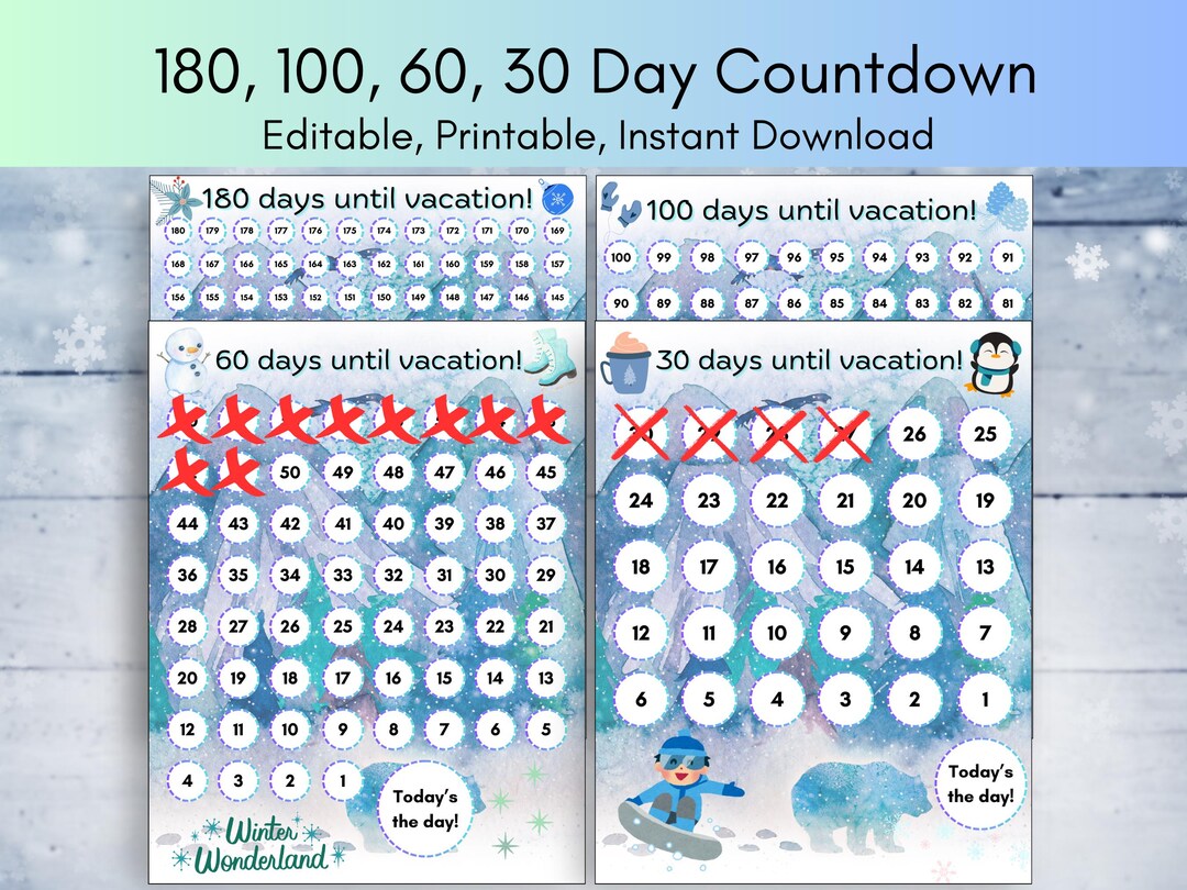 Winter Vacation Countdown Calendar: Family Trip Planner (digital ...
