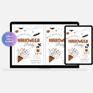 Editable Halloween Party Invitation, DIY Canva Template Printable ...