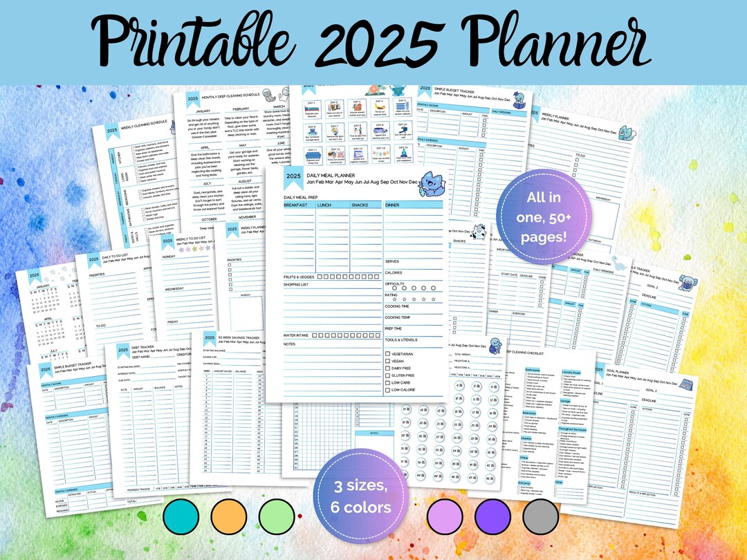 2025 Printable Planner: Daily, Weekly, Monthly Organizer (A4, A5, US ...