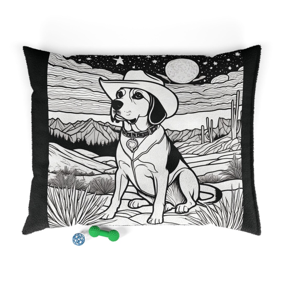 Cowboy Beagle Pet Bed/western Themed Graphic on This Pet Bed ...