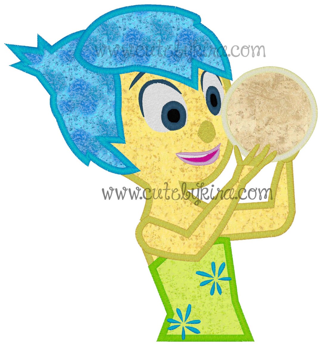 Joy Inside Out Yellow Emotion Girl Applique Machine Embroidery Design ...