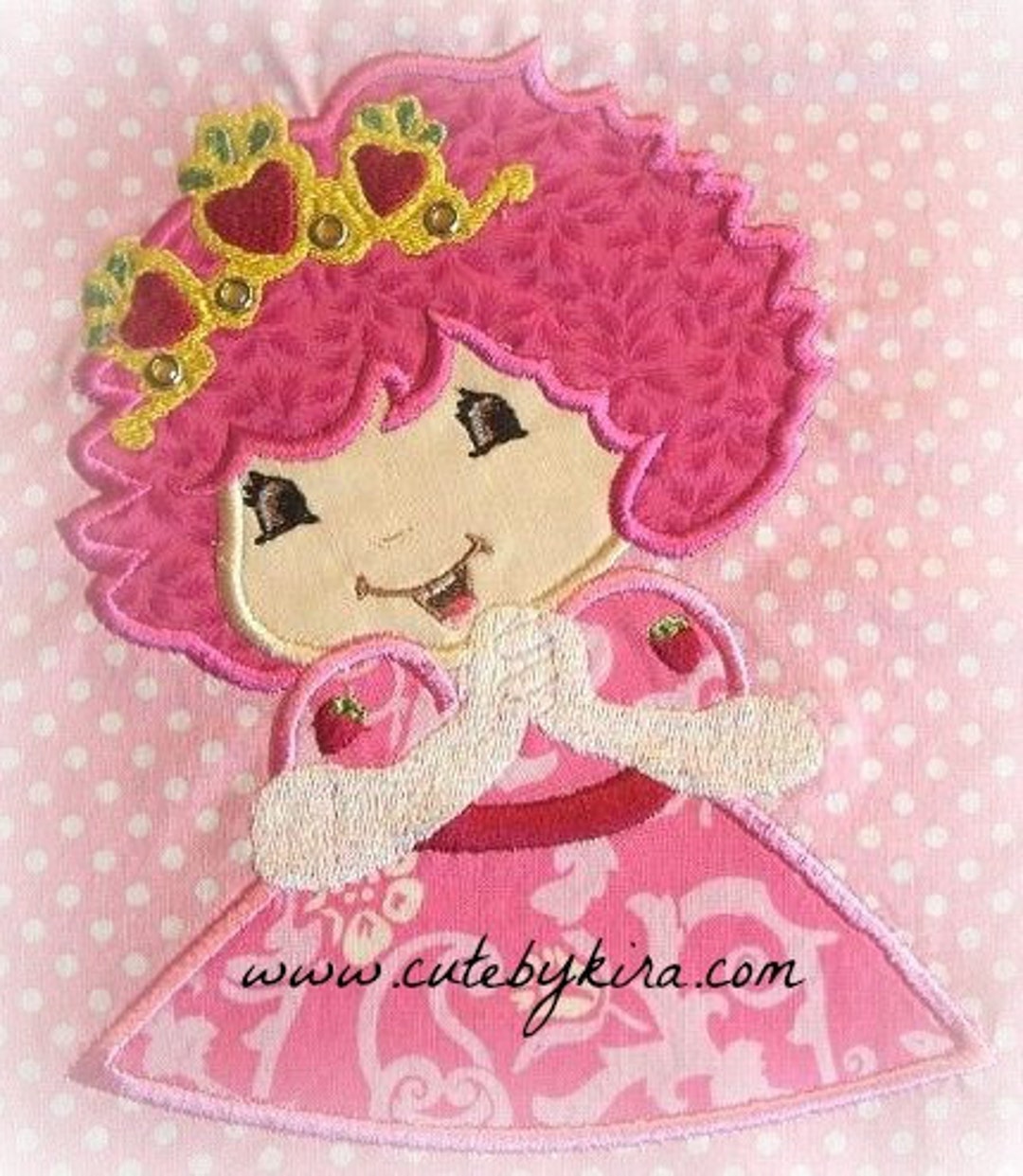 Strawberry Girl Bust Applique Embroidery Design - Etsy