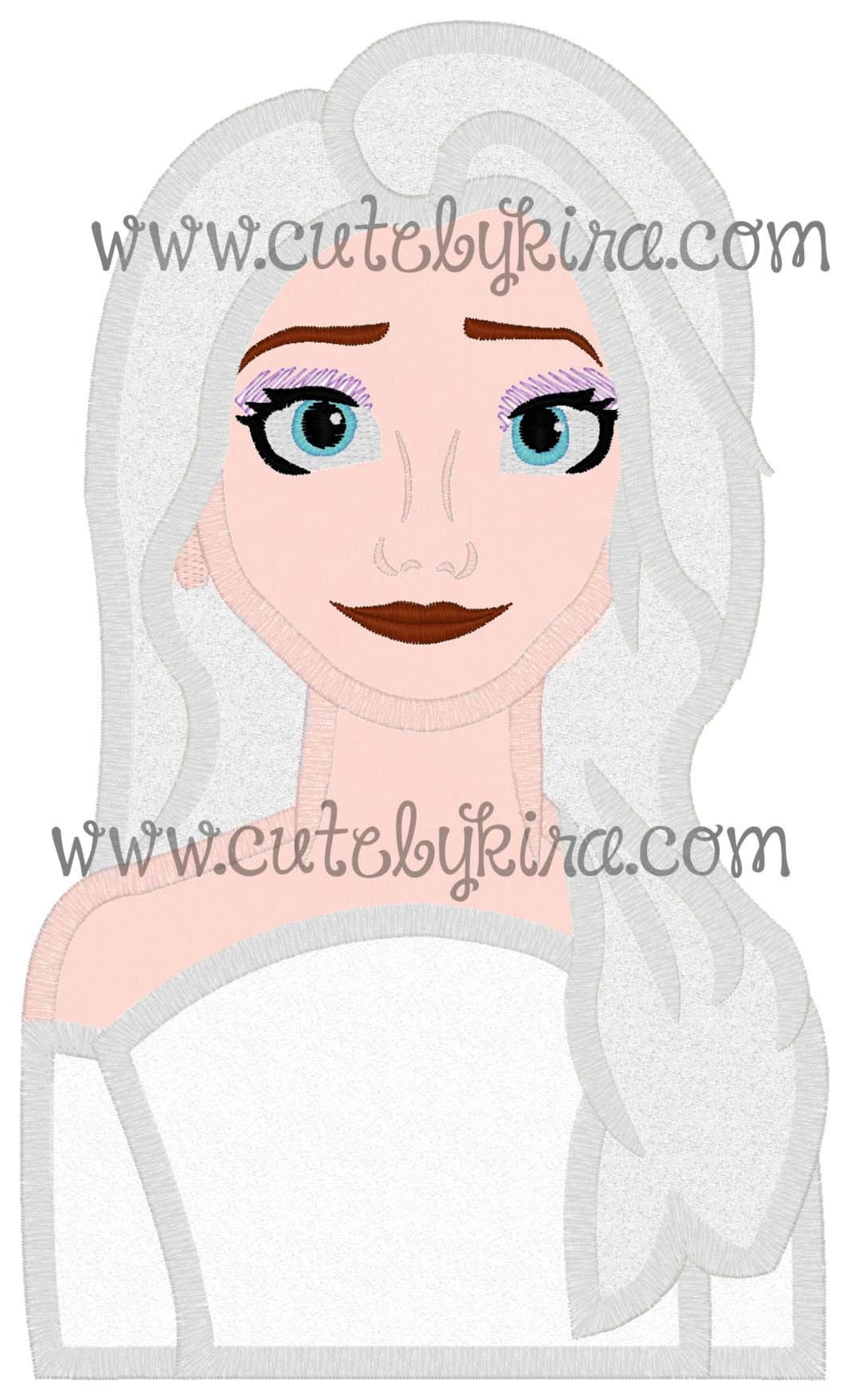 Frozen 2 Elsa Cold Queen With Hair Down Applique Machine Embroidery ...