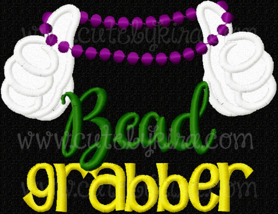 Bead Grabber Mardi Gras Applique Machine Embroidery Design (DIGITAL ...