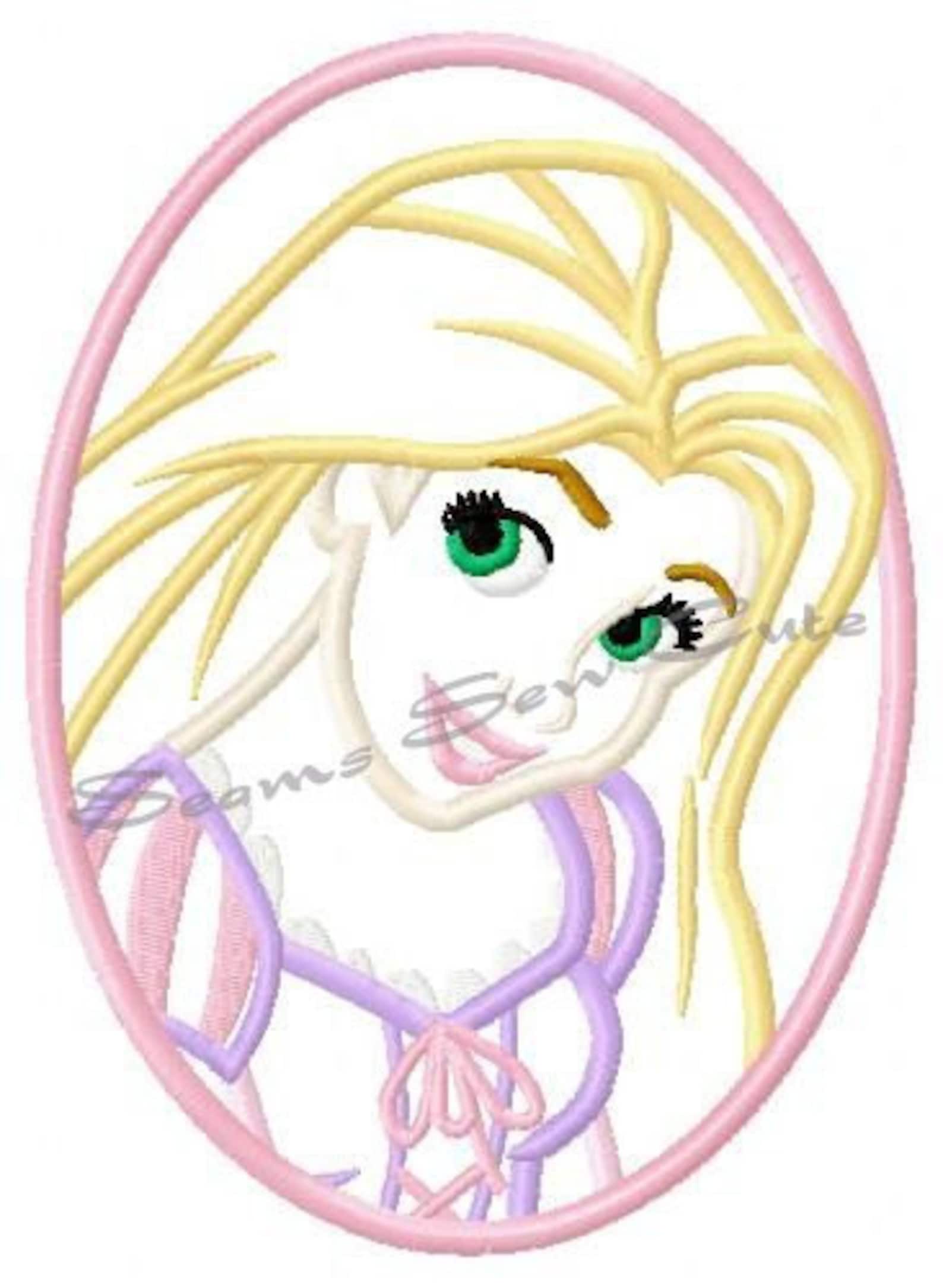 Rapunzel Princess Applique Machine Embroidery Design (DIGITAL ITEM) - Etsy