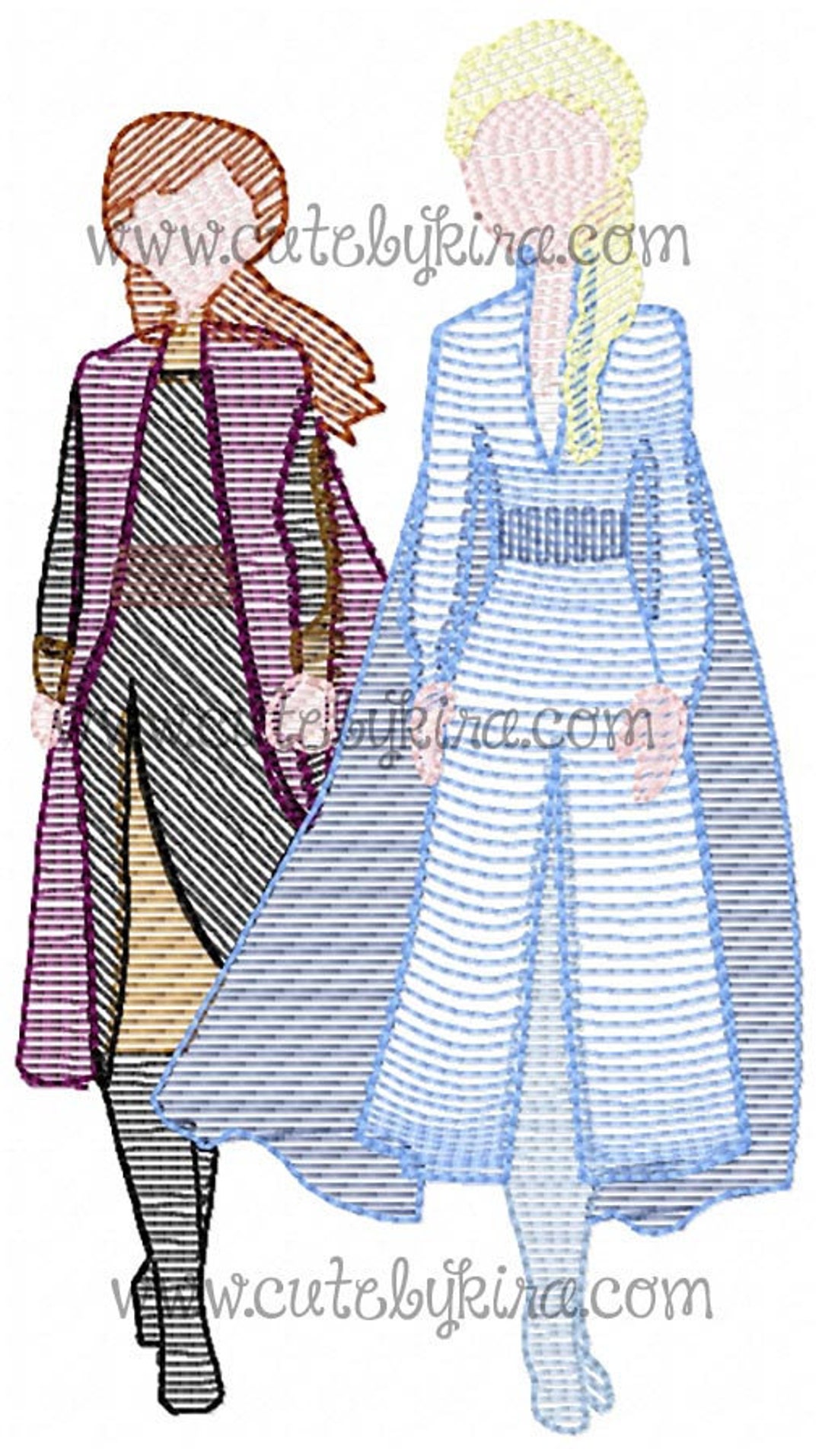 Frozen 2 Elsa and Anna Sketch Machine Embroidery Design (DIGITAL ITEM ...