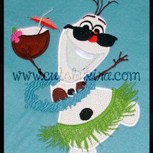 Frozen Olaf Cold Snowman Hula Applique Machine Embroidery Design ...