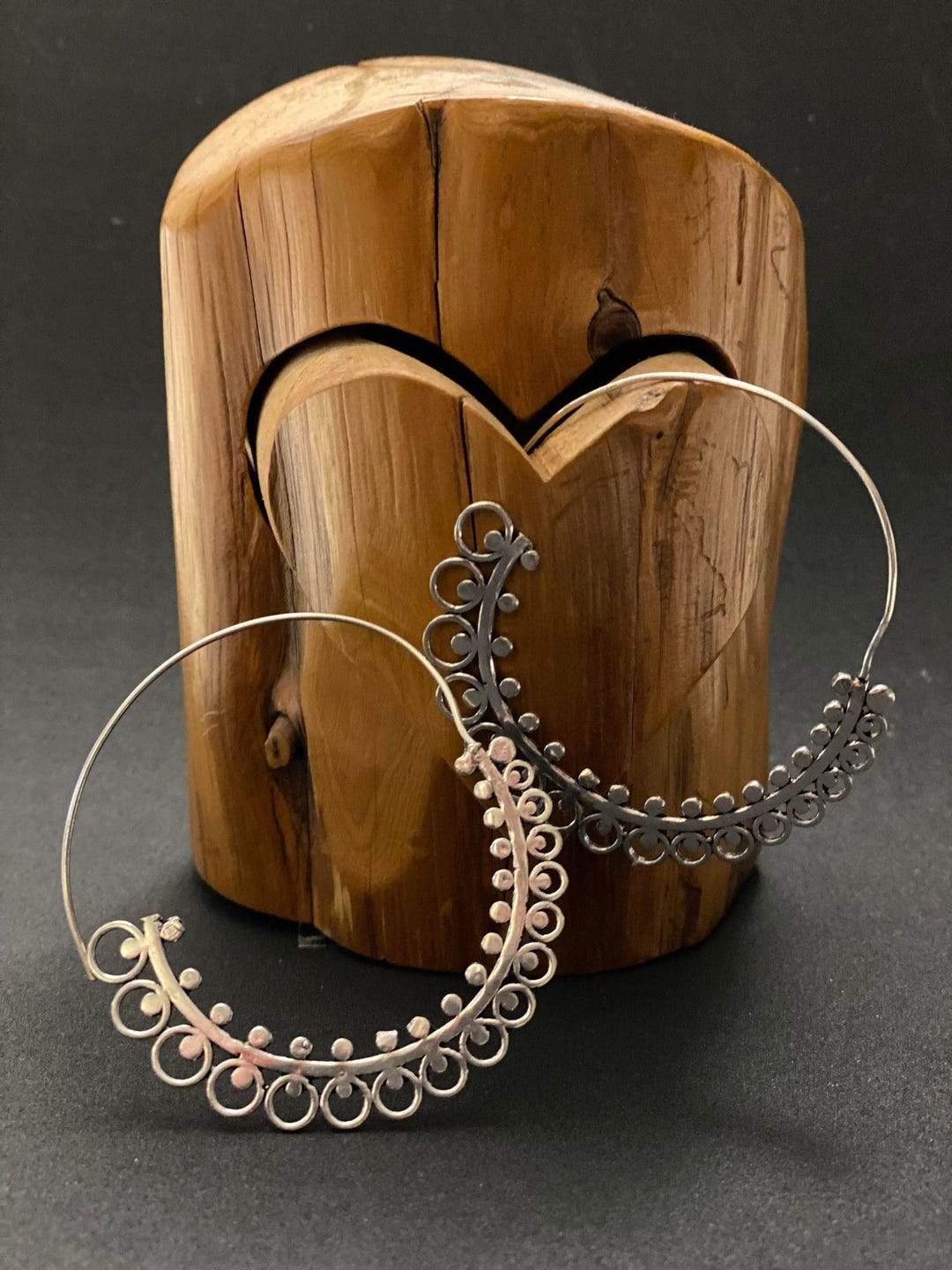 Bubble Hoop Mehndi Mandala Henna Spirals Hoop Earrings Silver Plated Brass Giant Tribal Viking ...