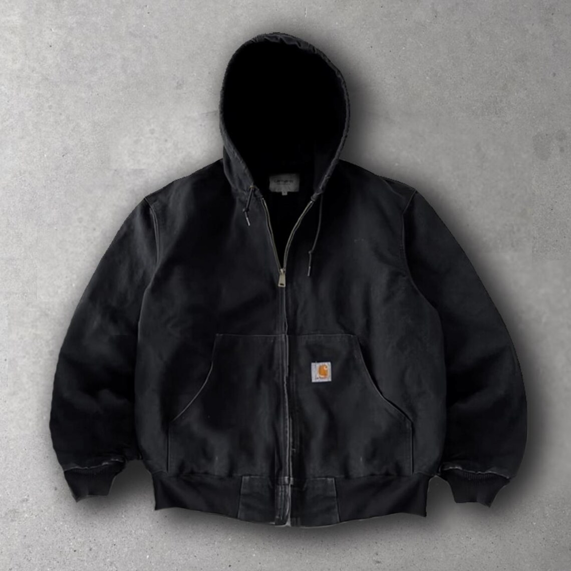 Carhartt WIP Jacket Canvas Black Hooded Full Zip J130 Size Small - Etsy