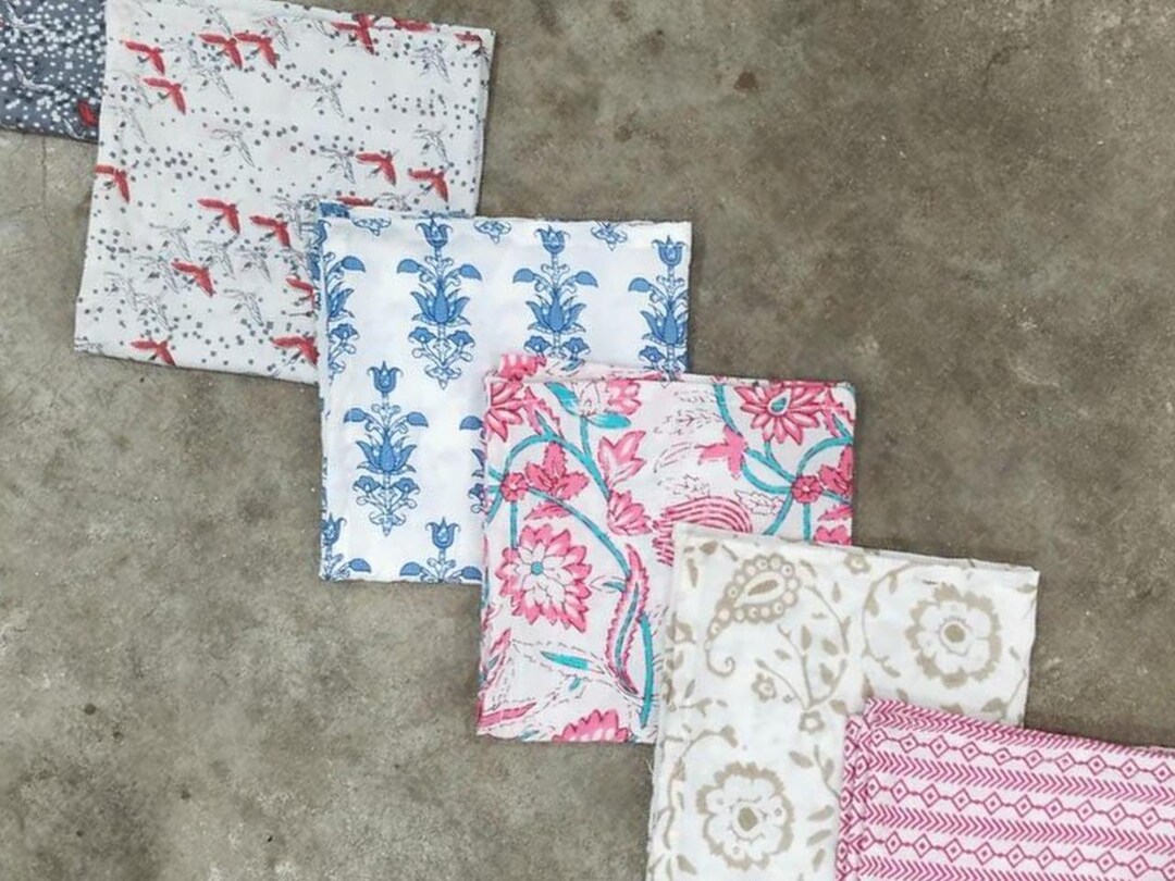 Assorted Napkin 50 Pack of Handblock Printed Napkin Set Cotton Bohemian ...