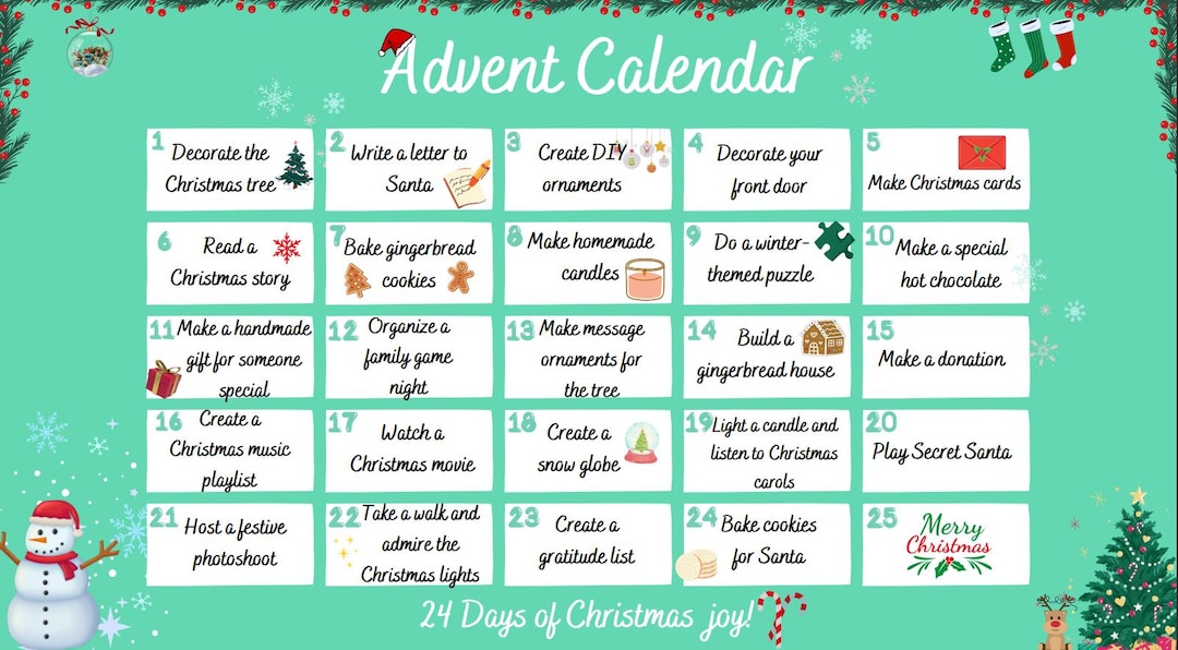 Advent Calendar I Christmas Activities I for Kids I for Families I for ...