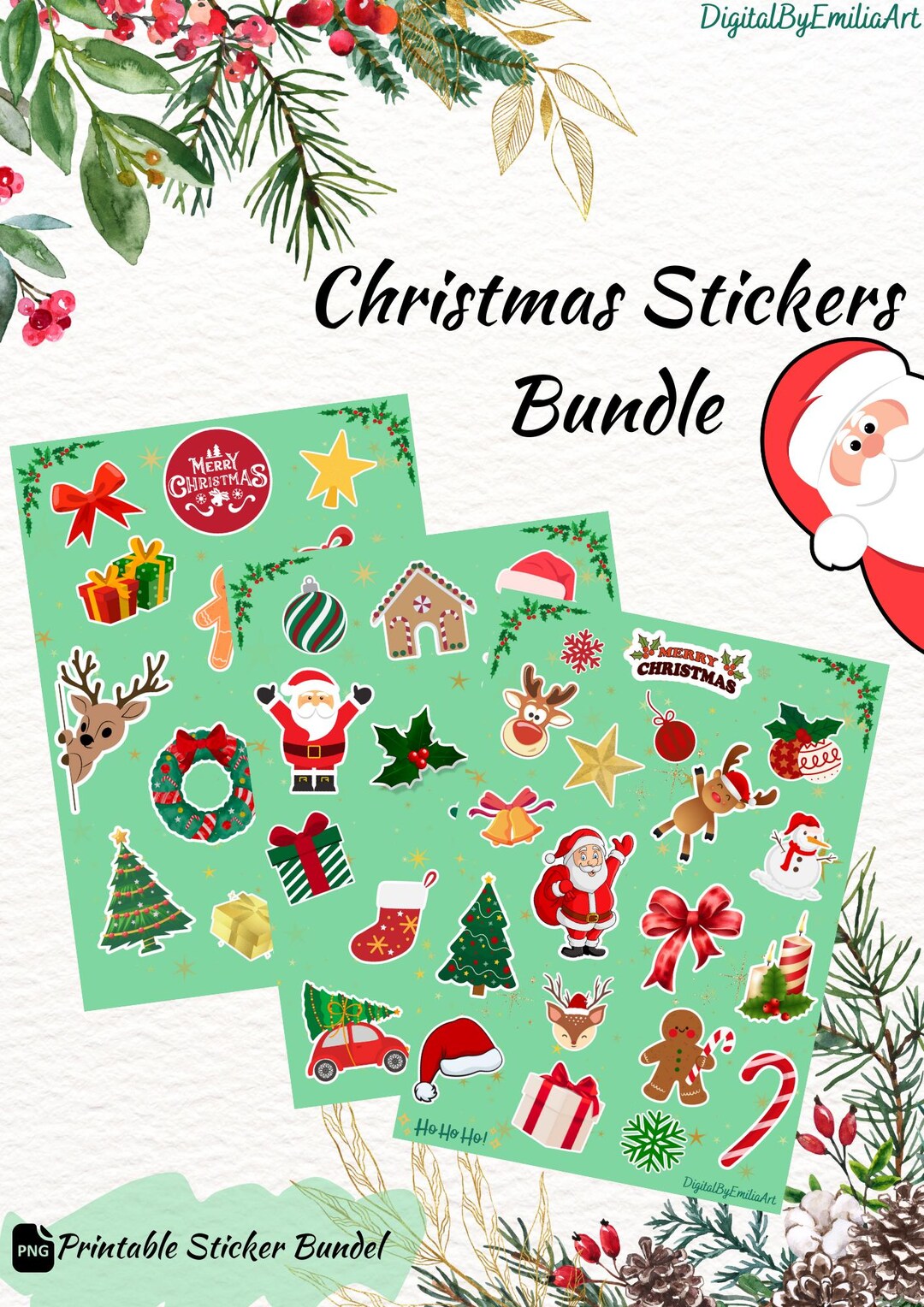 Printable Christmas Sticker I Christmas Sticker Bundle I Christmas PNG ...