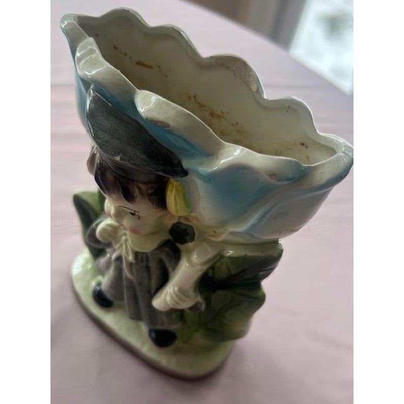 Vintage Vase Graduation Boy Blue Figurine Planter Diploma Cap Gown ...