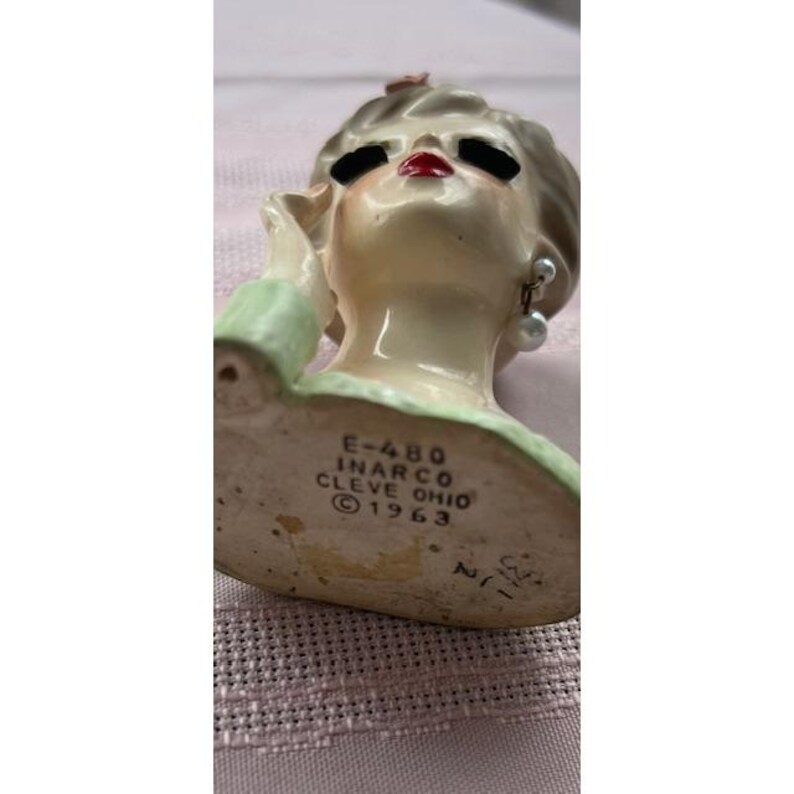 Vintage INARCO E-480 Lady Head Vase With Pink Flower Earrings 1960”s ...