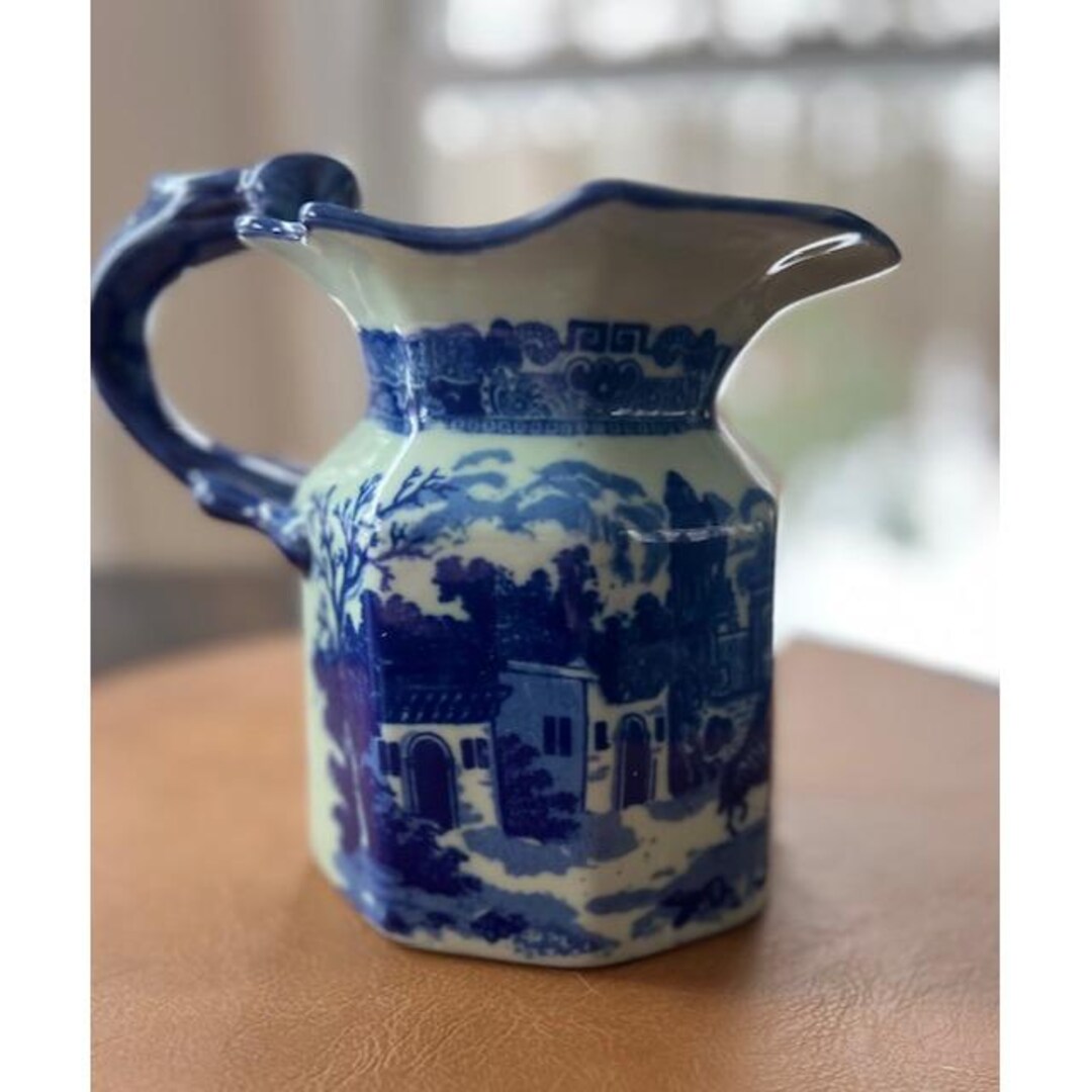 Pitcher Ironstone Vintage Blue White Scenic Design Vintage Victoria ...