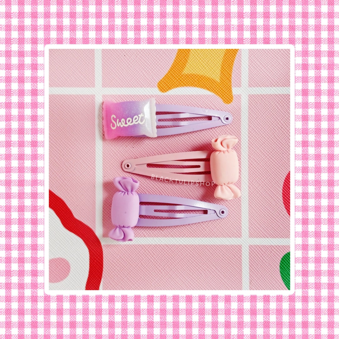 Second Sale 3pc Kawaii Hair Clips, Pastel Hair Barrettes, Pastel Hair ...
