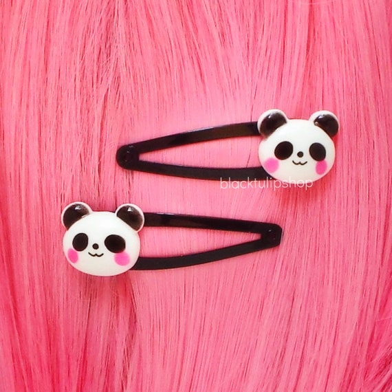 2pc Kawaii Cute Hair Clips Hair Barrettes Pandas Hair Clip | Etsy