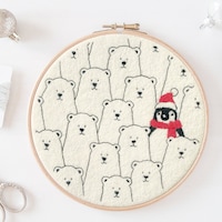 Penguin Floral Hand Embroidery Pattern: Animal Hoop Art (PDF Pattern ...